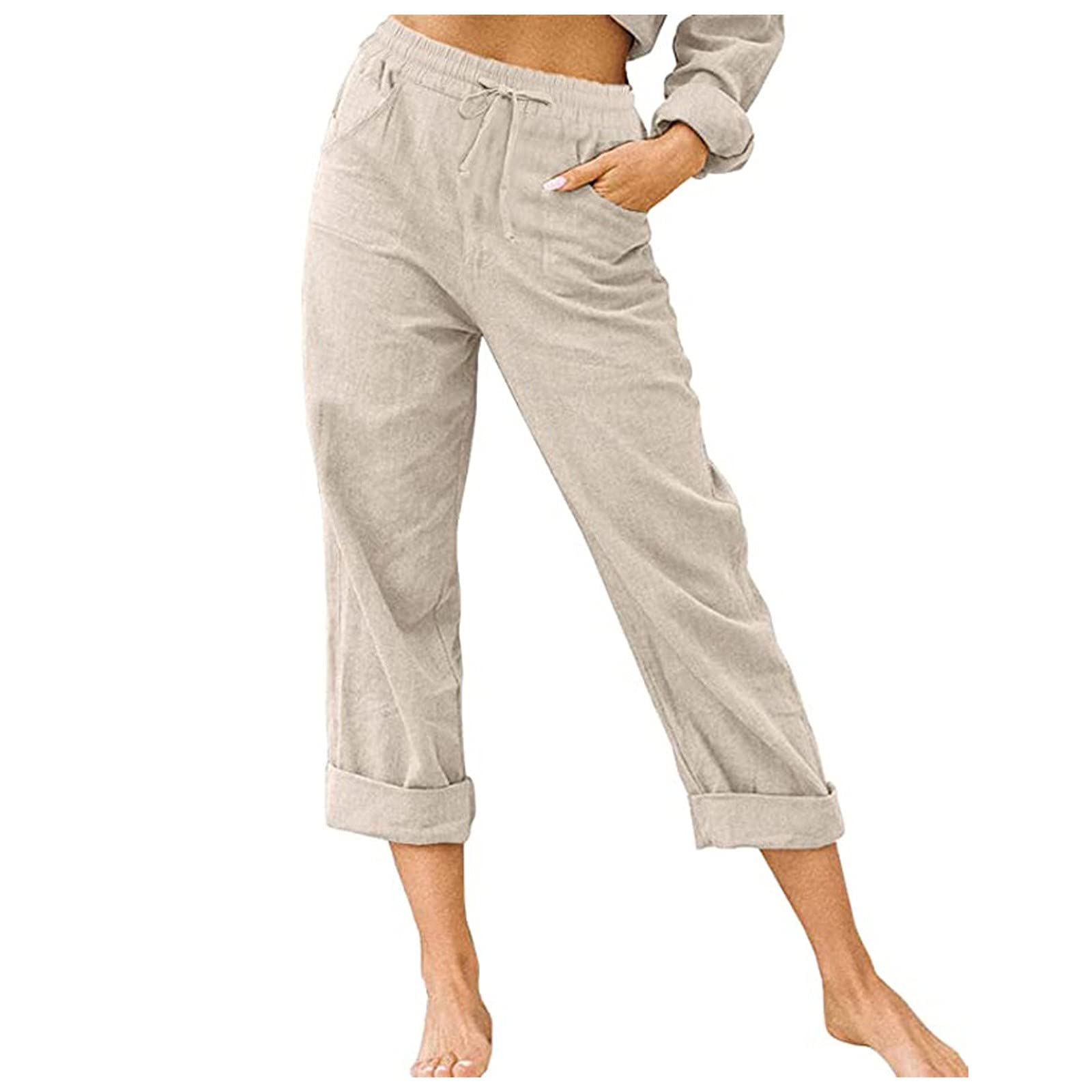 Wide Leg Pants for Women Dressy Casual,Womens Linen Pants Relaxed Fit,Flowy Beach Pants Women Petite,Cocktail Pants Women Evening Party,Capri Pants Women Elastic Waistband,Plus Size Leggings and Top