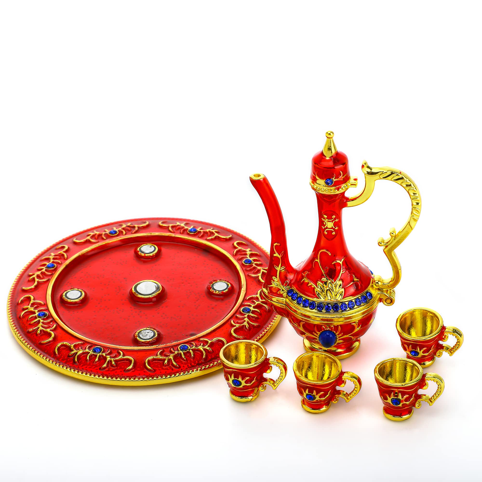 YU FENG Moroccan Teapot Set Jewelry Trinket Box Hinged Hand Painted Enamel Treasured Trinkets Collectable Jewellery Box Ring Holder For Home Decor Gift,3inch