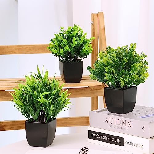 CEWOR 6 Pack Small Fake Plants Artificial Potted Plants Faux Plants Indoor for Home Bathroom Wall Decor