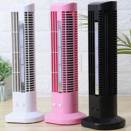 Tower Fan, Small Stand up Desk Fan, with 2 Speeds, 2 Dimming Adjustable Angle Night Light, USB Power, Personal Bladeless Fan for Home Bedroom Office, Electric Table Fan (pink)
