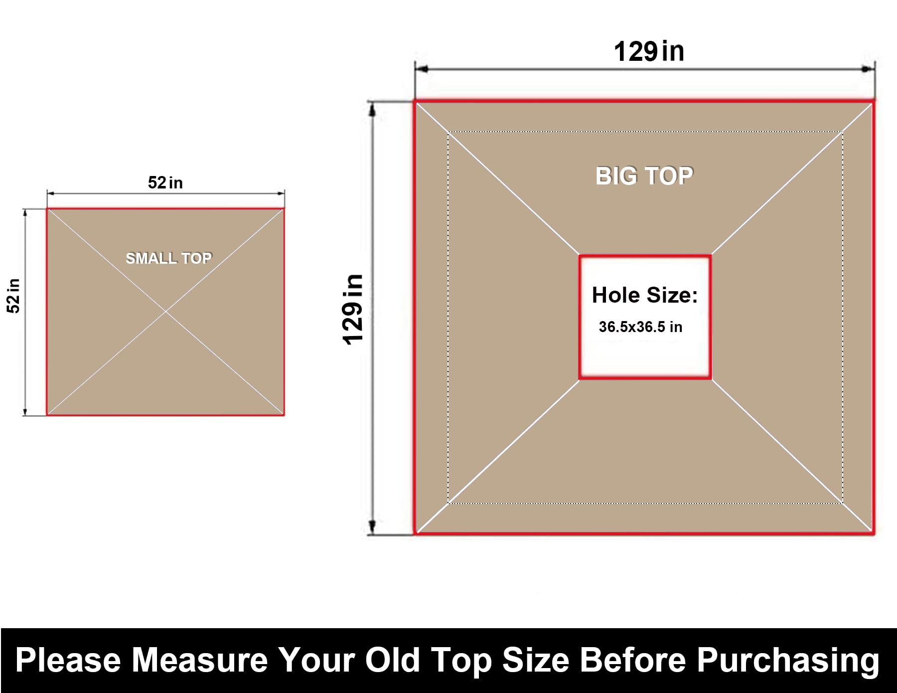 SCOCANOPY Replacement roof for Target Madaga Gazebo Model L-GZ136PST,Beige