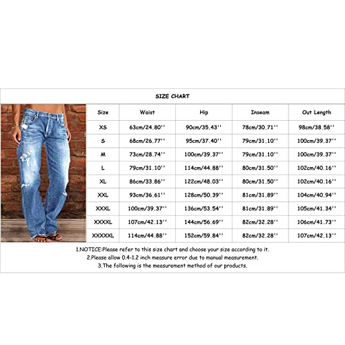 iLUGU Straight Leg Jeans for Women Ripped Hem Low Waisted Jeans for Women Button Down Jean Shirt Women Light Blue