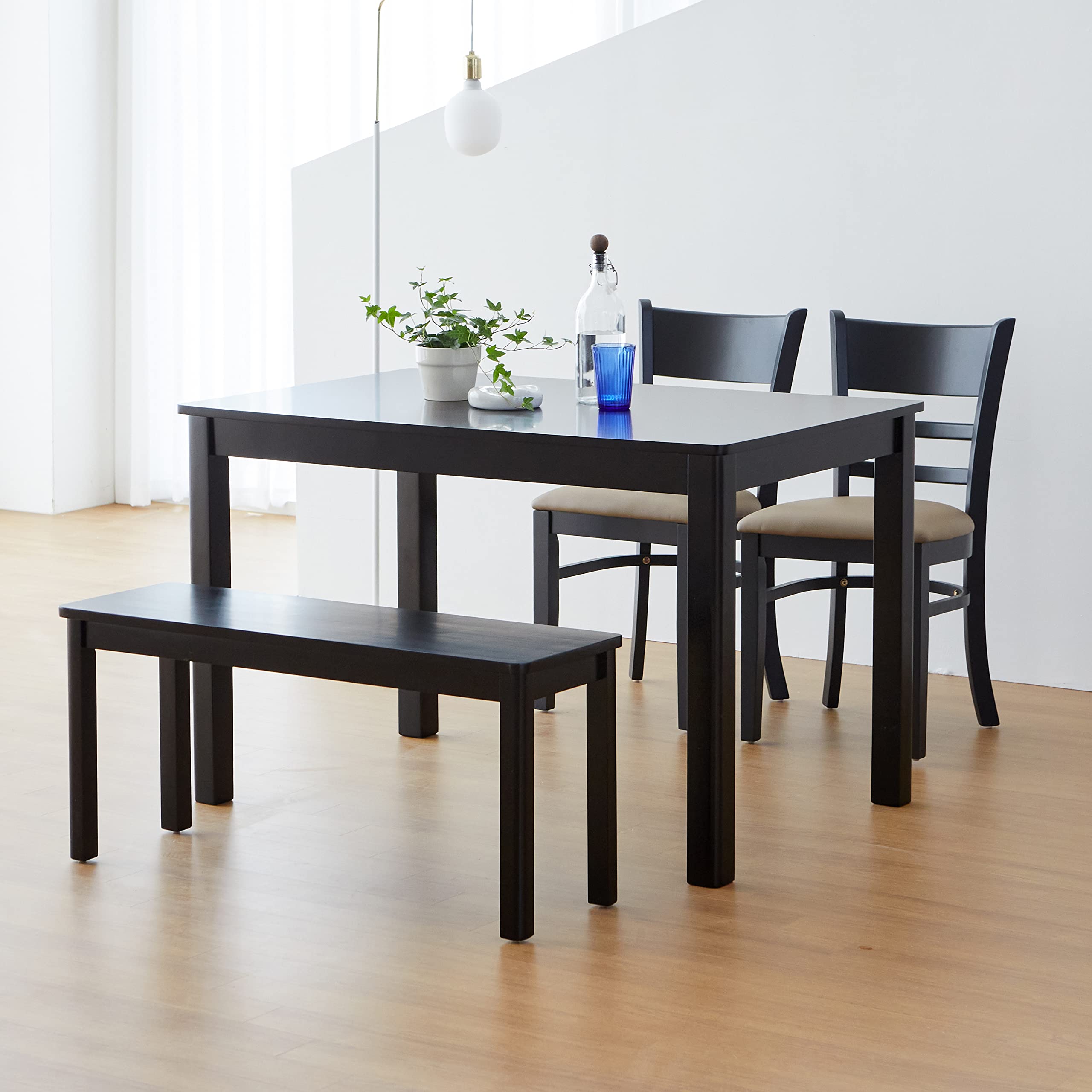 Livinia Cabin 45.3" Wooden Dining Table/Small Rectangular Modern Farmhouse Solid Wood Kitchen Table Desk (Black)