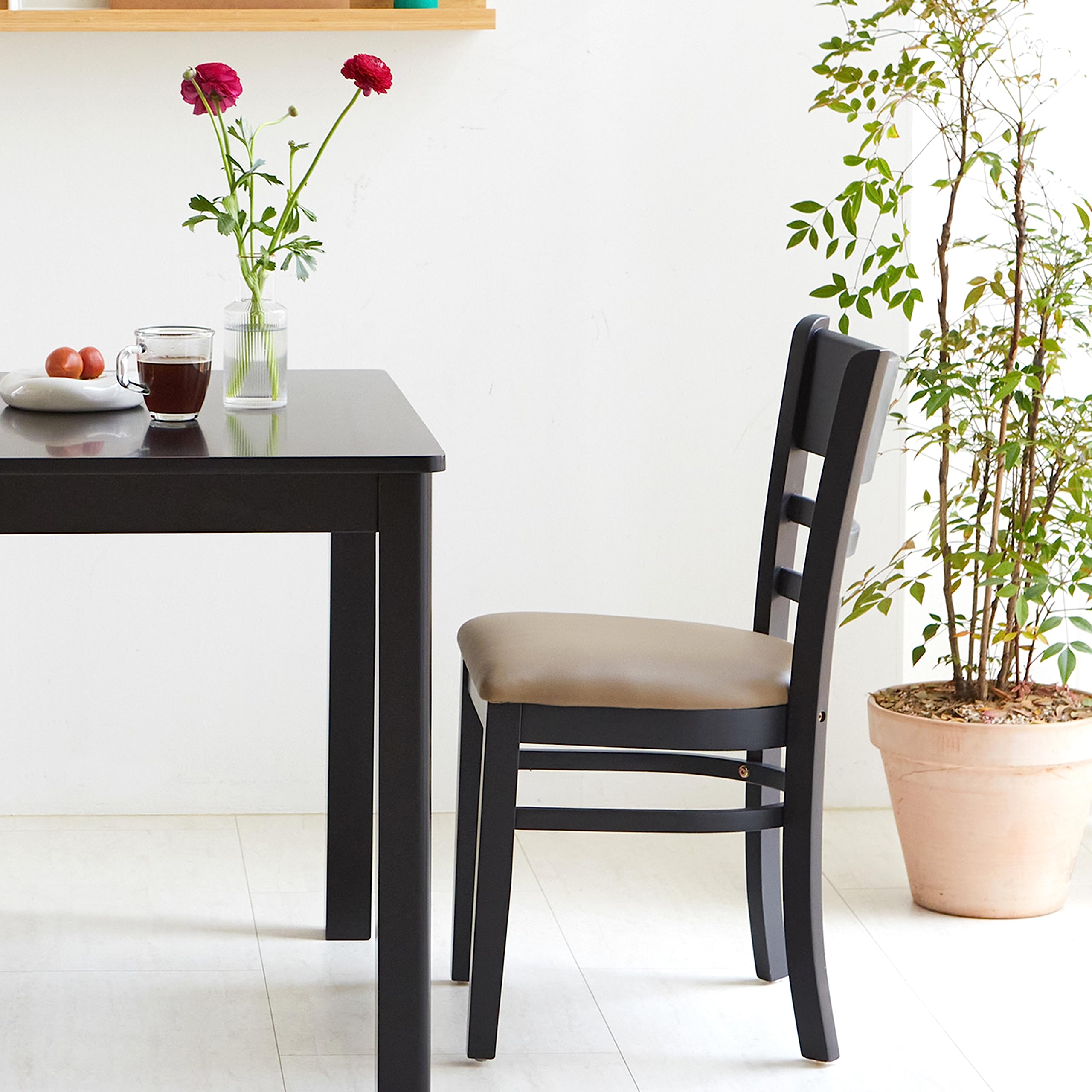 Livinia Cabin 45.3" Wooden Dining Table/Small Rectangular Modern Farmhouse Solid Wood Kitchen Table Desk (Black)