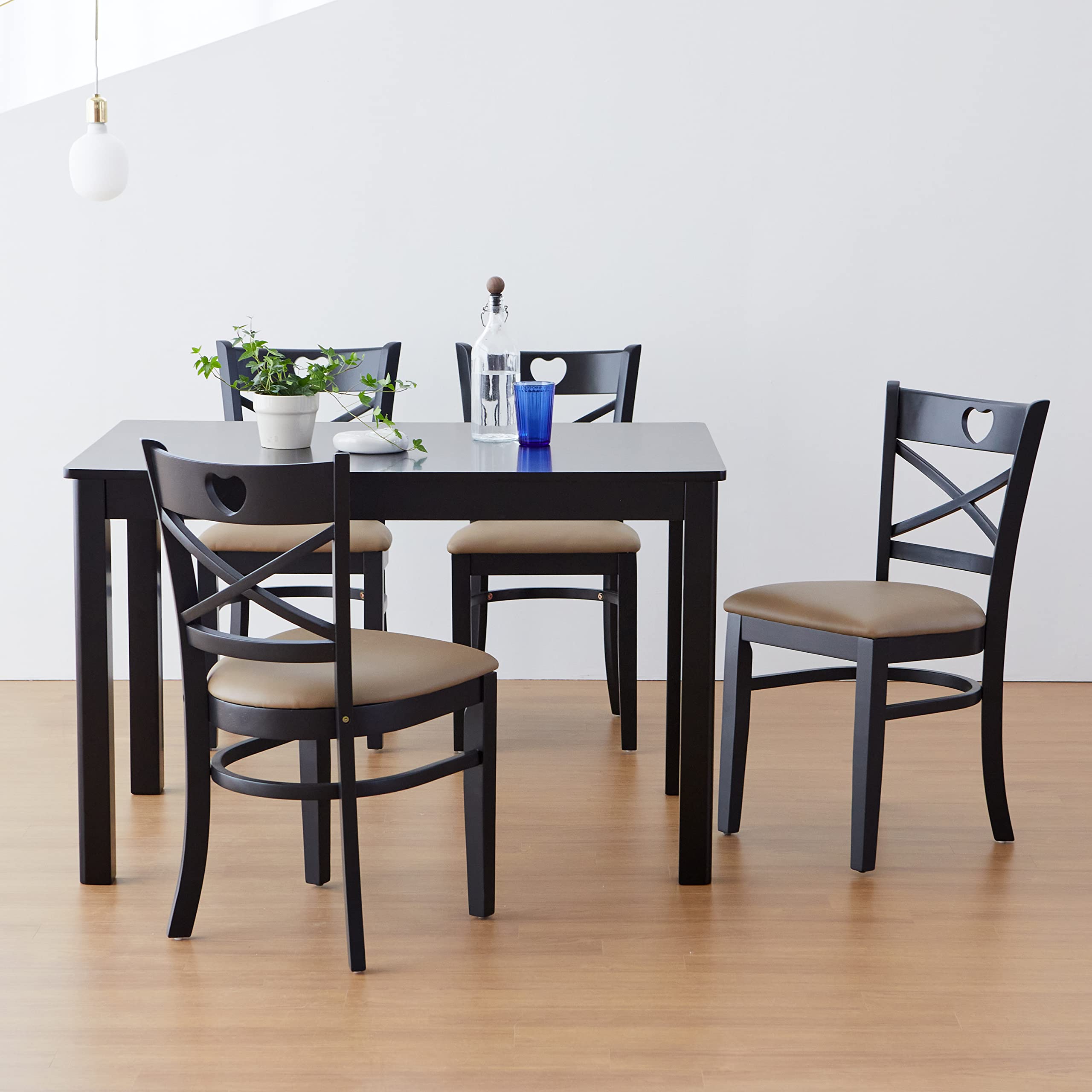 Livinia Cabin 45.3" Wooden Dining Table/Small Rectangular Modern Farmhouse Solid Wood Kitchen Table Desk (Black)