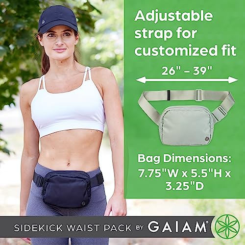 Gaiam Sidekick Waist Pack - Storage Belt Bag for Women And Men - Adjustable Belt With Lightweight Pouch For The Gym & Studio, Dovetail