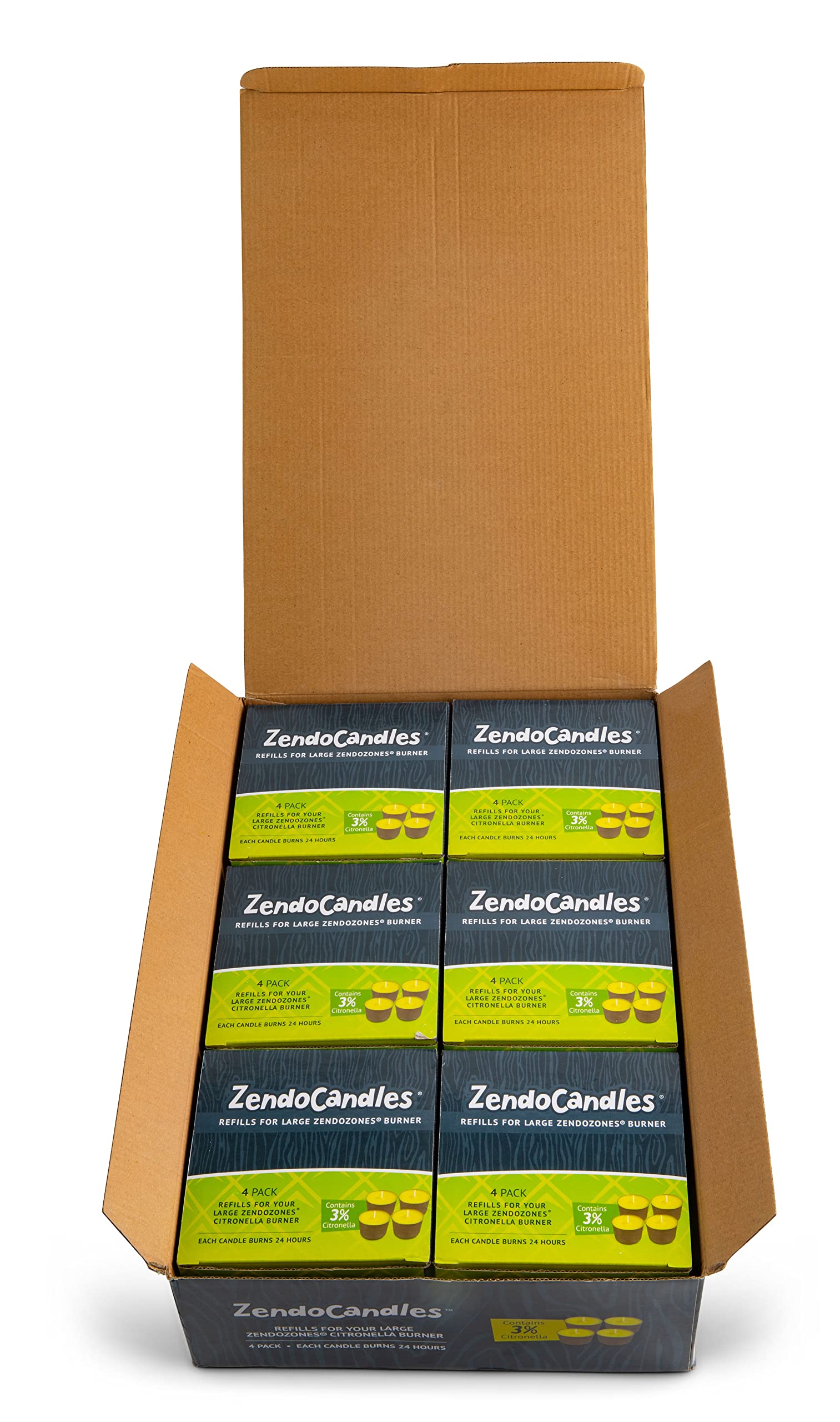 ZendoZones ZendoCandles® 3% Citronella Refill Candles for use with Large Citronella Burners, Case Pack of 12