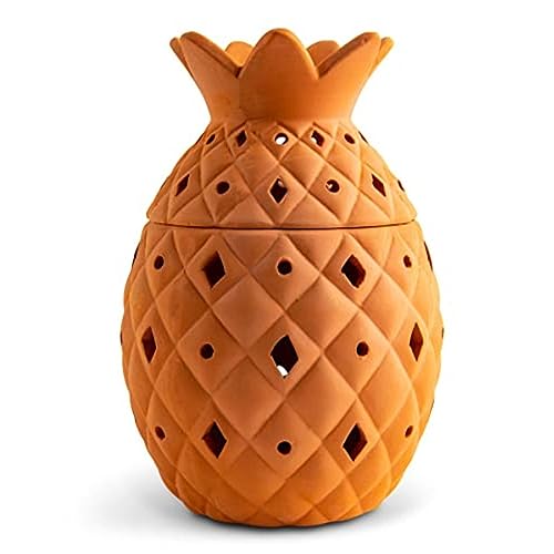 JT Eaton ZendoZones Large Citronella Burner - Big Papa Pineapple. Includes 1 Large Candle with 3% Citronella, Case Pack of 4, Terra Cotta