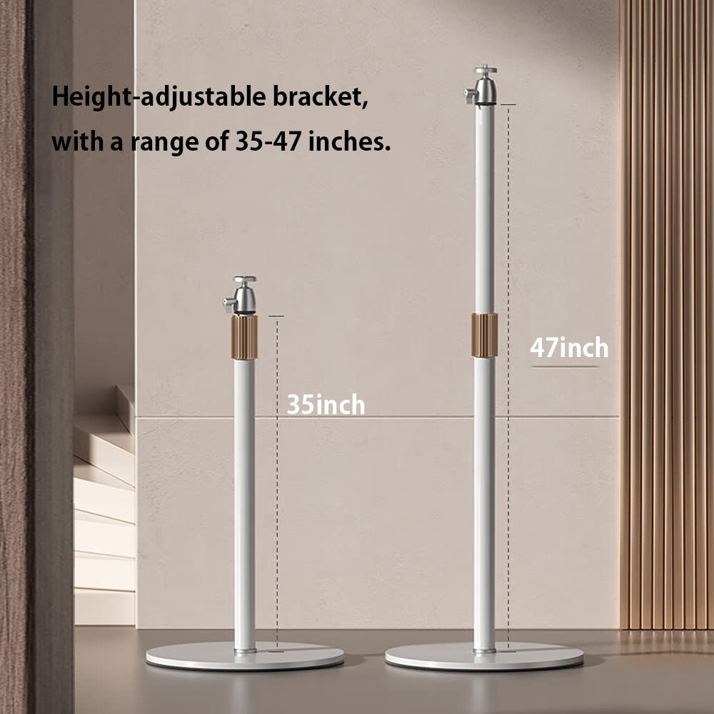 HVAYING Pico Projector Stand with Stable Metal Base, Flexible Extension and Angle Adjustment, Cable Management, 1/4 Inch Interface - Ideal for Home and Office - White