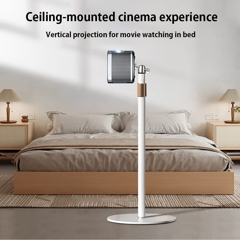 HVAYING Pico Projector Stand with Stable Metal Base, Flexible Extension and Angle Adjustment, Cable Management, 1/4 Inch Interface - Ideal for Home and Office - White
