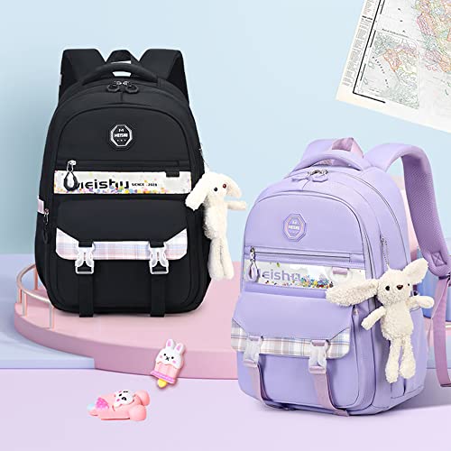 ibalulu Cute Backpacks for Teens Laptop Backpacks Middle School Bag Kawaii Aesthetic College Backpack Student Bear Book Bags (Purple)