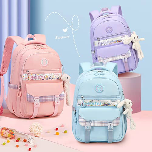 ibalulu Cute Backpacks for Teens Laptop Backpacks Middle School Bag Kawaii Aesthetic College Backpack Student Bear Book Bags (Purple)