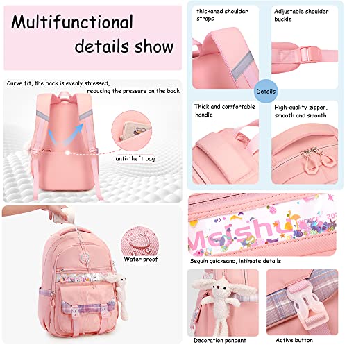 ibalulu Cute Backpacks for Teens Laptop Backpacks Middle School Bag Kawaii Aesthetic College Backpack Student Bear Book Bags (Purple)