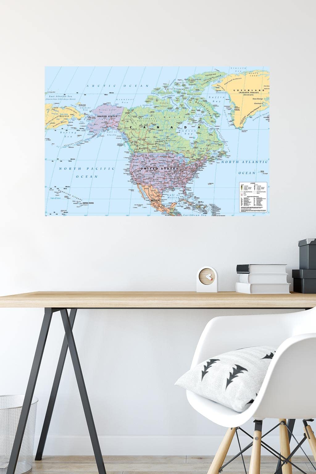 Trends International North America Map 2023 Wall Poster, 34L x 22.4W, Premium Unframed Version
