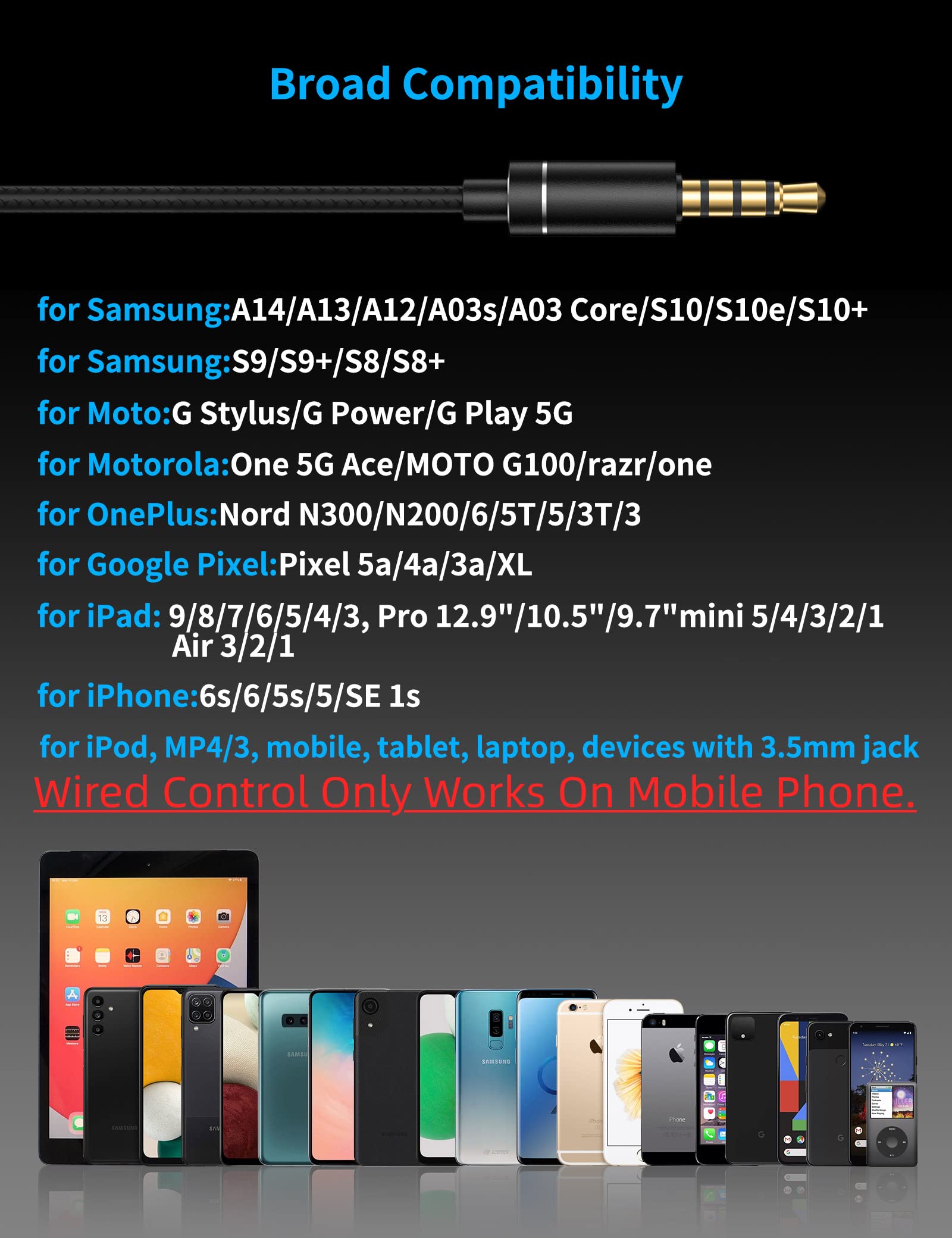 3.5mm Jack Earbuds Wired Earphone for Chromebook PC Laptop Samsung Galaxy S10 A25 A15 5G Plug in Audio Ear Buds Noise Canceling HiFi Stereo in Ear Headset Corded Headphones for Kindle Fire HD 10,8,7