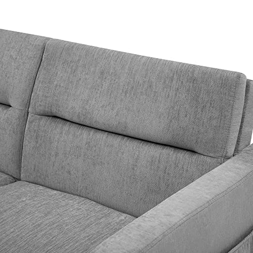 FANYE Chenille Upholstered Loveseat Sleeper w/Side Storage Pockets, 54.5" 2-Seaters Sofa with Pull-Out Couch Bed with Adjustable Cushions Backrest for Living Room Apartment Office Small Space, Grey