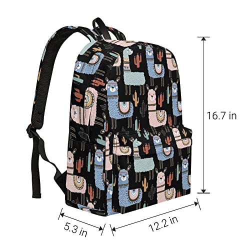 Llama Alpaca Backpack Bookbag Adjustable Shoulder Strap Daypack Travel Hiking Camping Backpacks for Women Teens