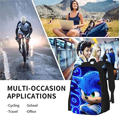 zhiming HedgeHog Cartoon Backpack for School,Teens Bookbag Game Laptop Bags Pack 3D Printed 17 Inch for Gift(so blue 2)