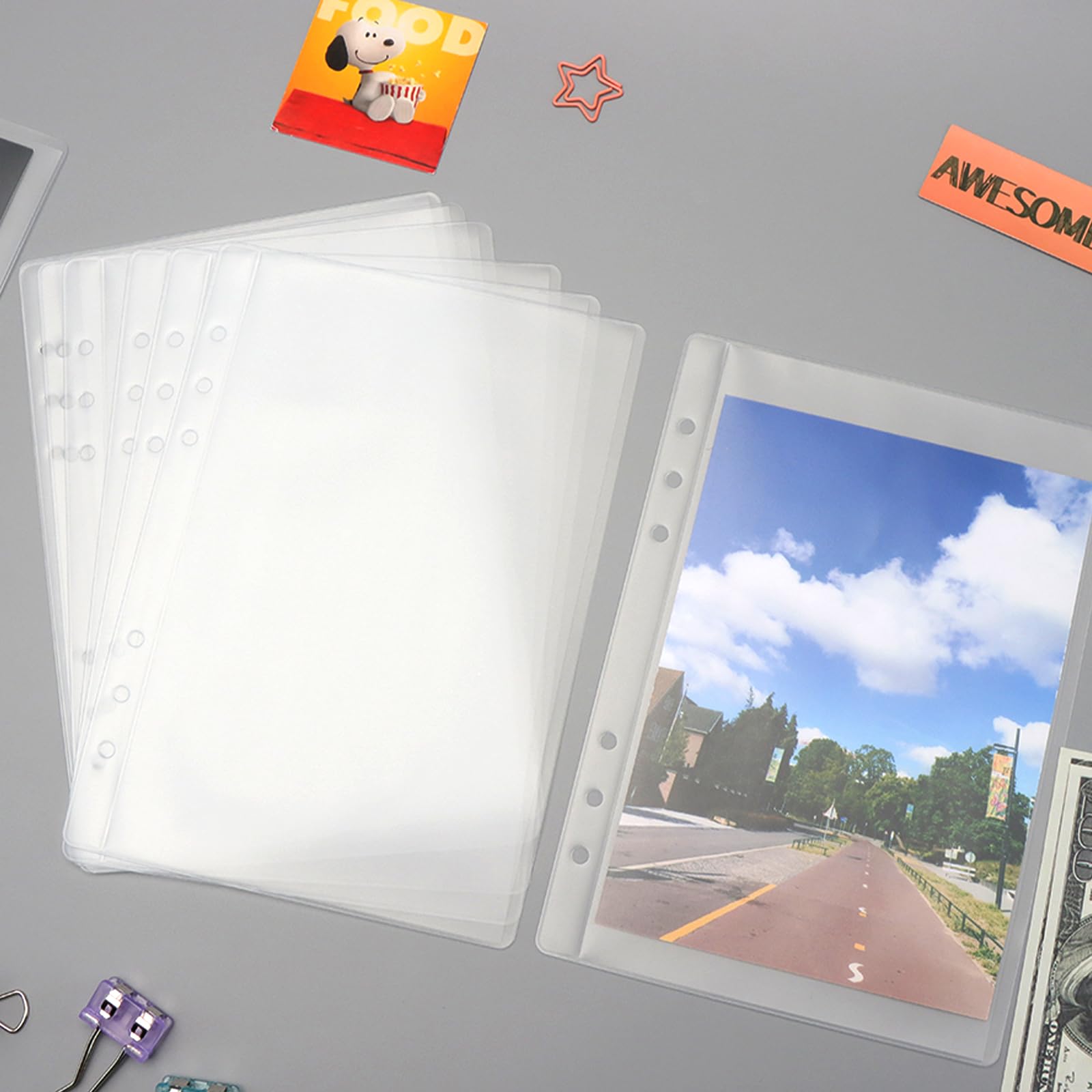 A5 Binder Pockets Zipless 24pcs Binder Inserts Budget Envelopes Frost PVC Binder Sleeves Sheet Protectors for 6-Ring A5 Binder Accessories Photos Cards Bills Organizer (A5, 24pcs)