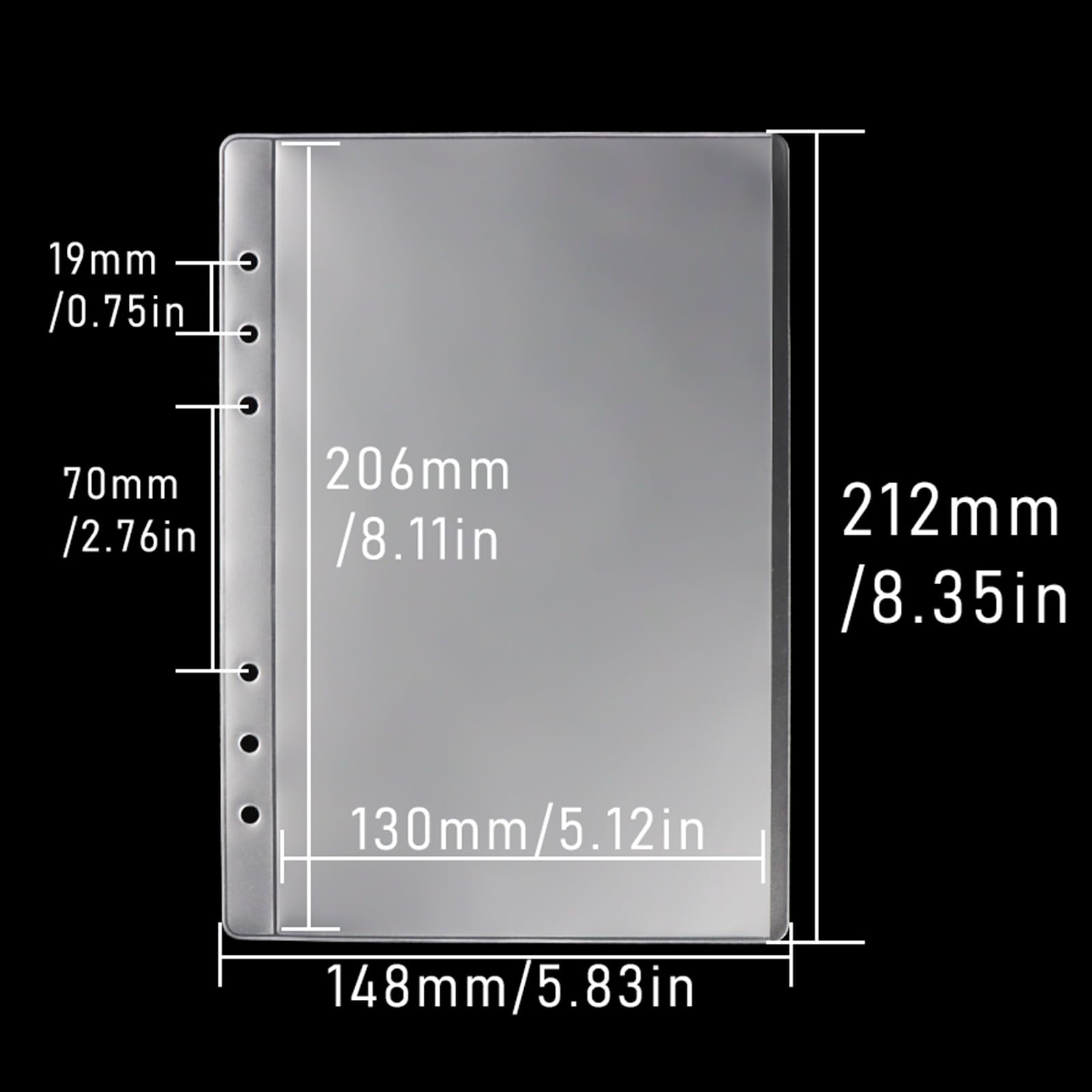 A5 Binder Pockets Zipless 24pcs Binder Inserts Budget Envelopes Frost PVC Binder Sleeves Sheet Protectors for 6-Ring A5 Binder Accessories Photos Cards Bills Organizer (A5, 24pcs)