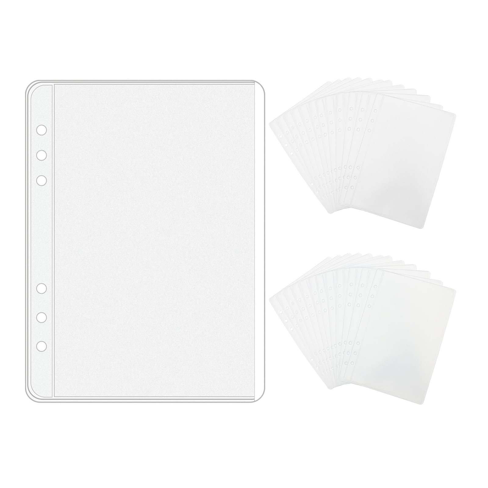 A5 Binder Pockets Zipless 24pcs Binder Inserts Budget Envelopes Frost PVC Binder Sleeves Sheet Protectors for 6-Ring A5 Binder Accessories Photos Cards Bills Organizer (A5, 24pcs)