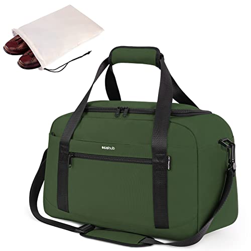 ECOHUB Personal Item Bag 16'' Small Duffel Bag Travel Bag Weekender Bag Gym Bag Tote Duffel bag Overnight Bags Travel Essentials for Women and Men Shoulder Bag Carry On Shoes Bag (Green)