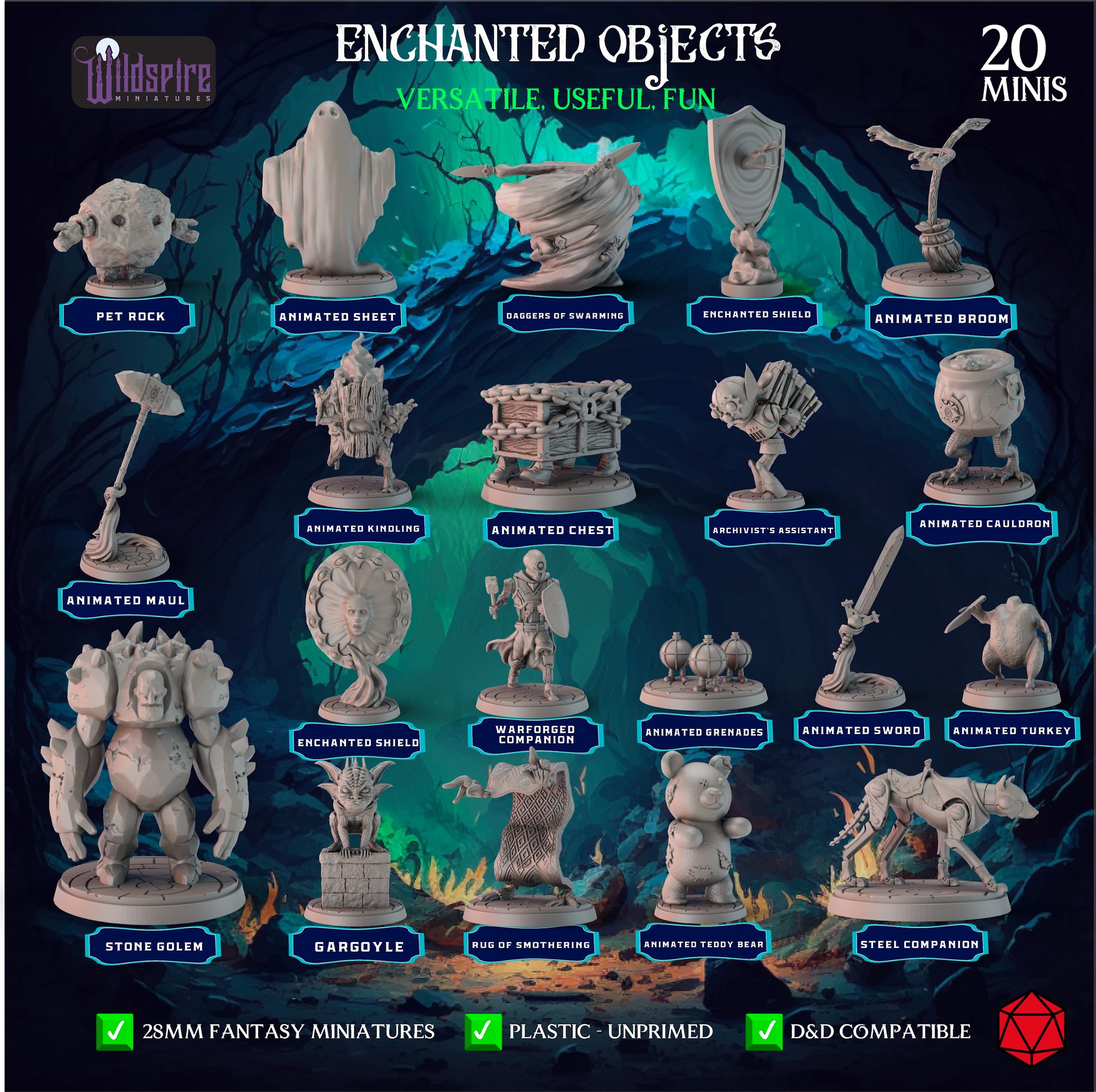 Wildspire Spellblades & Enchanted Objects for DND Miniatures 28mm-32mm Player-Characters, NPC Bulk D&D Minis Unpainted Dungeons & Dragons Figures Accessories for Fantasy Tabletop RPG DND Pathfinder