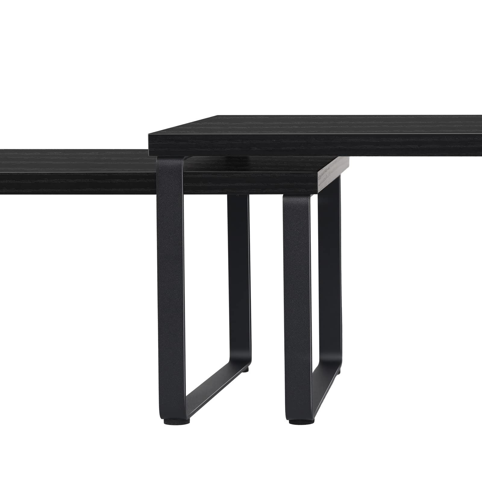 CADUKE Counter Shelf Organizer Set of 2, Wood Kitchen Cabinet Shelves, Expandable Cabinet Organizer, Stackable Countertop Storage Rack for Bathroom Pantry, Black