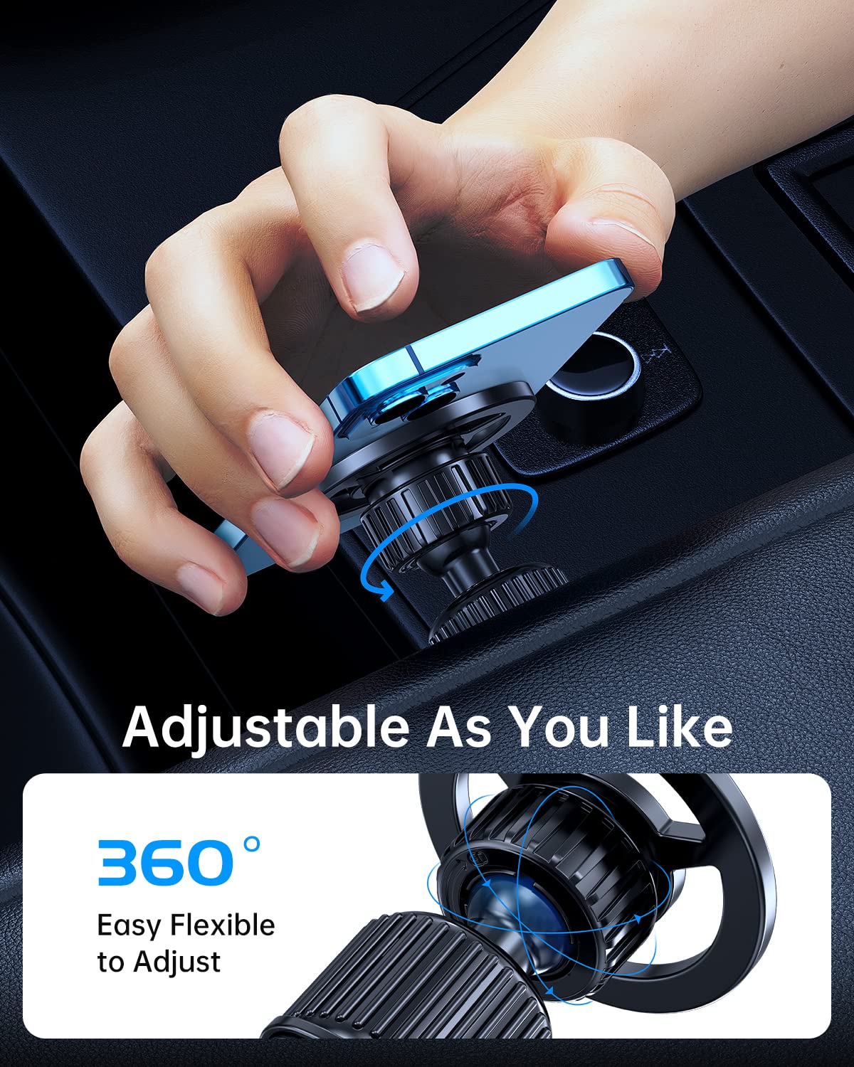 UBeesize Magnetic Car Mount Holder | 360° Rotation for iPhone 12/13/14 and More | for Air Vent & Desk & Dashboard Mount | 18 N52 Magnets for Magsafe | Safe and Easy One-Handed Operation