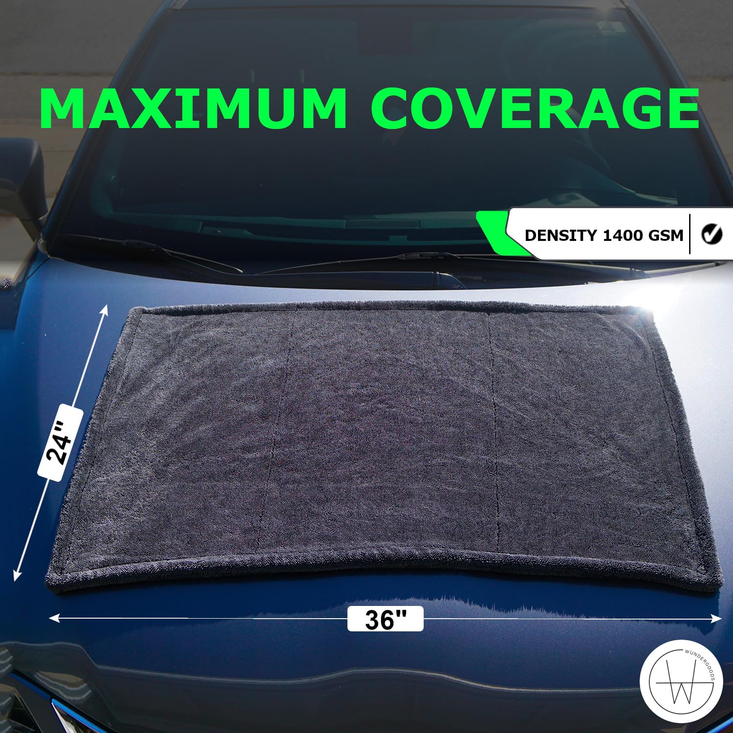 Extra Large Premium Microfiber Towels for Car Detail Streak Free, Holds Up to 9 lbs, 1400 GSM Ultra Soft, Super Absorbent, Twisted Loop Design, One-Pass Auto Car Drying Towel, Trucks, SUVs, 24" x 36"