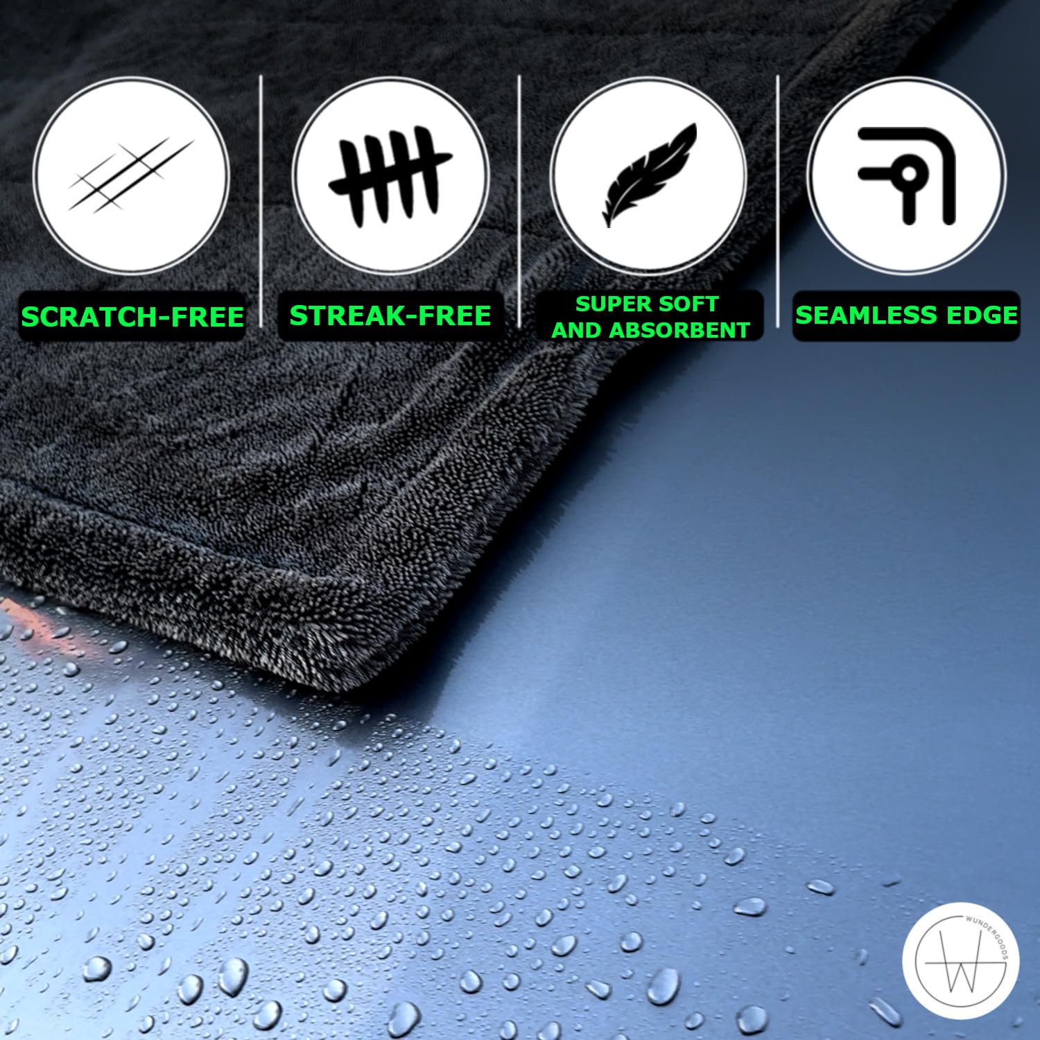 Extra Large Premium Microfiber Towels for Car Detail Streak Free, Holds Up to 9 lbs, 1400 GSM Ultra Soft, Super Absorbent, Twisted Loop Design, One-Pass Auto Car Drying Towel, Trucks, SUVs, 24" x 36"