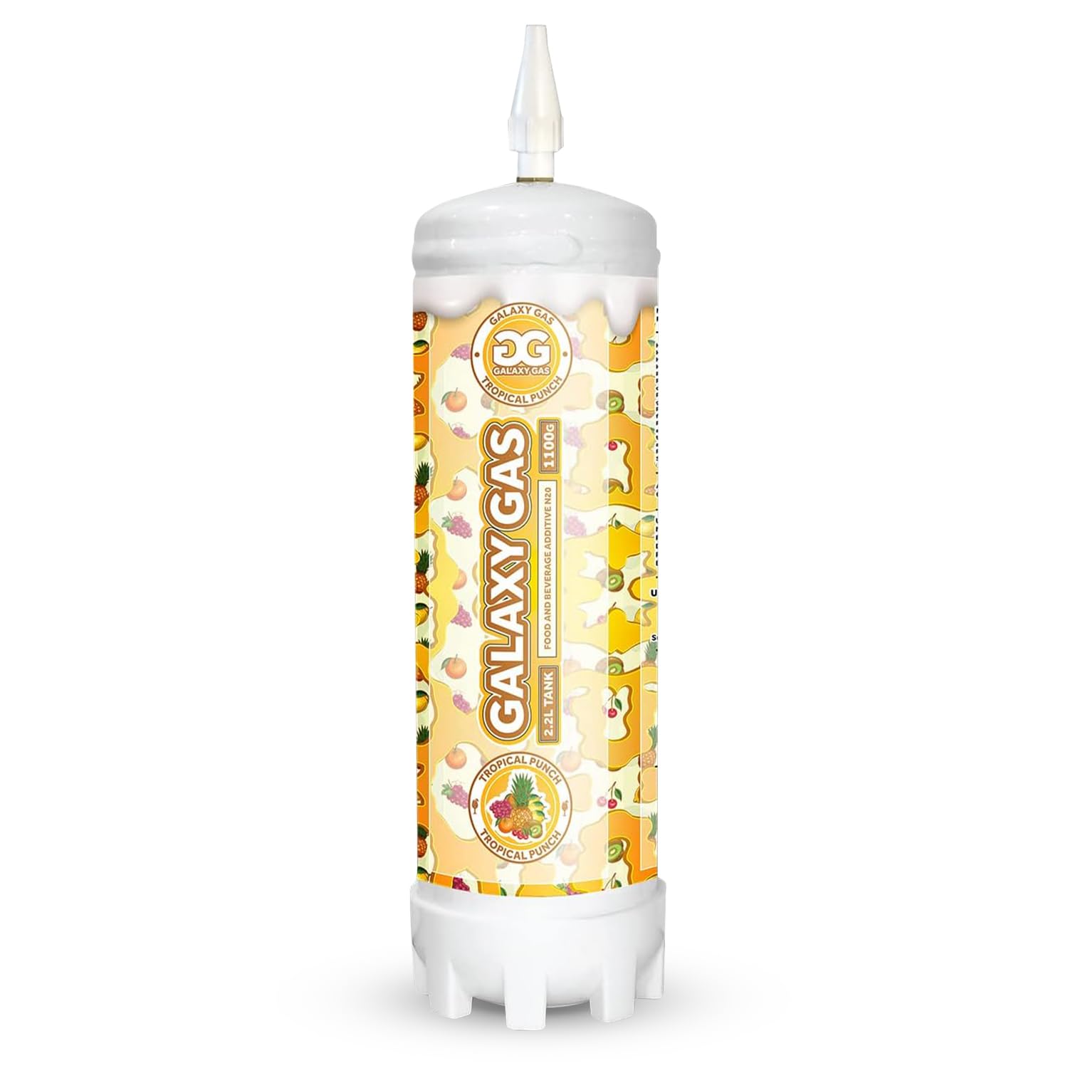Galaxy Gas Tropical Punch Flavor, Whipped Cream Dispenser Cartridge Tank, Nitrous Oxide 2.2L 1100 Gram, Whipped Cream Tank, N2O Charger Tank, 1 Cylinder