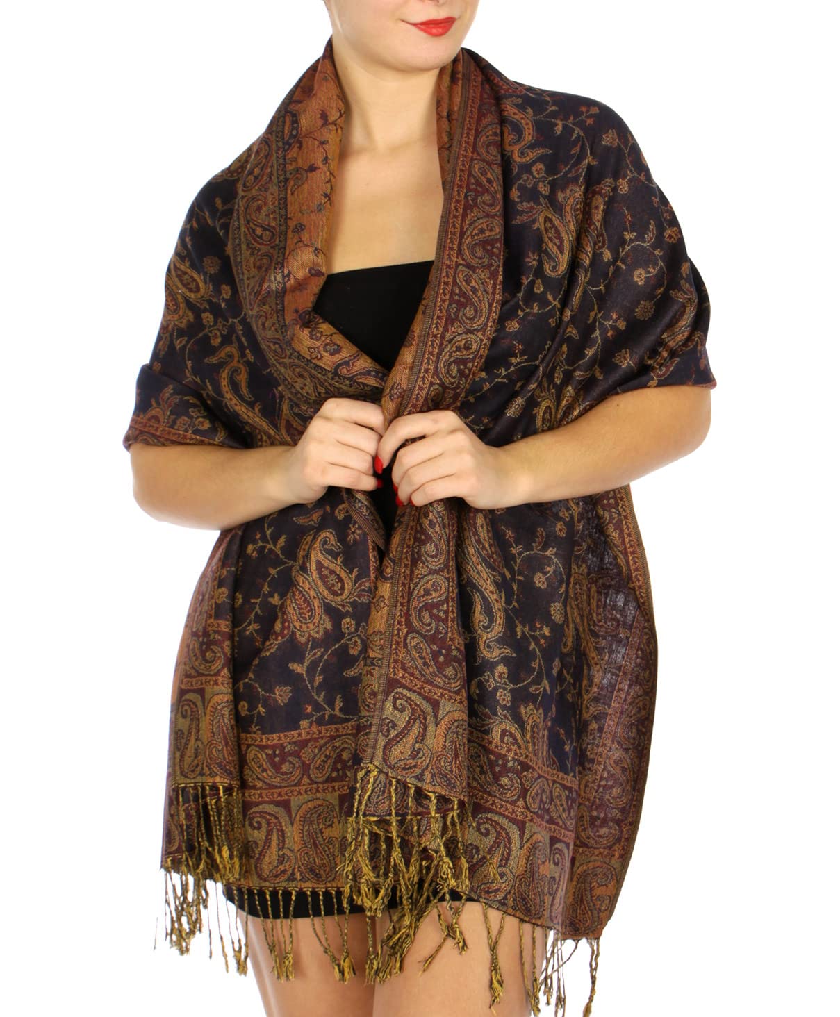 SERENITA Pashmina Scarf for Women Large Cashmere feel Reversible Shawl Wraps, Soft Scarves Travel Accessories