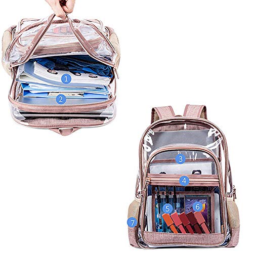TRIEtree Clear Backpack, Heavy Duty Clear Bookbag Transparent Backpacks for Adults with Reinforced Straps See