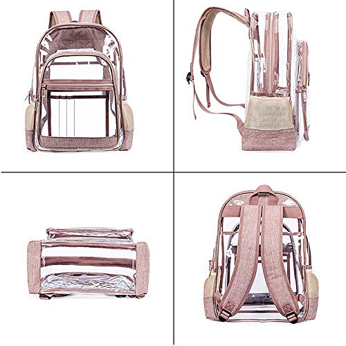 TRIEtree Clear Backpack, Heavy Duty Clear Bookbag Transparent Backpacks for Adults with Reinforced Straps See