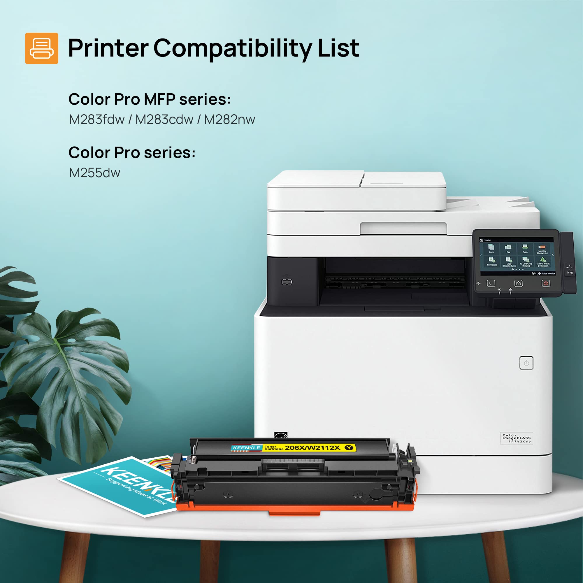 KEENKLE 206X 206A Toner Cartridges 4 Pack High Yield (with CHIP) Compatible Replacement for HP with Color Laserjet Pro MFP M283fdw M283cdw M255dw M283 Printer (BCMY)