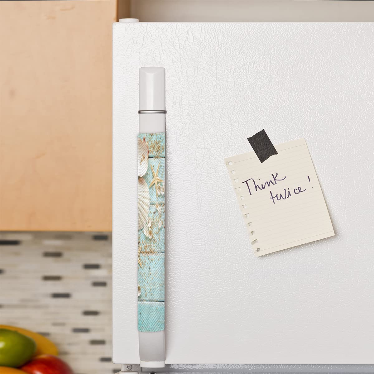 Refrigerator Door Handle Covers Set of 2 Summer Beach Wood Texture Washable Fridge Dishwasher Mocrowave Oven Door Decor Protector Handle Cover Keep Your Kitchen Appliance Clean from Food Stains
