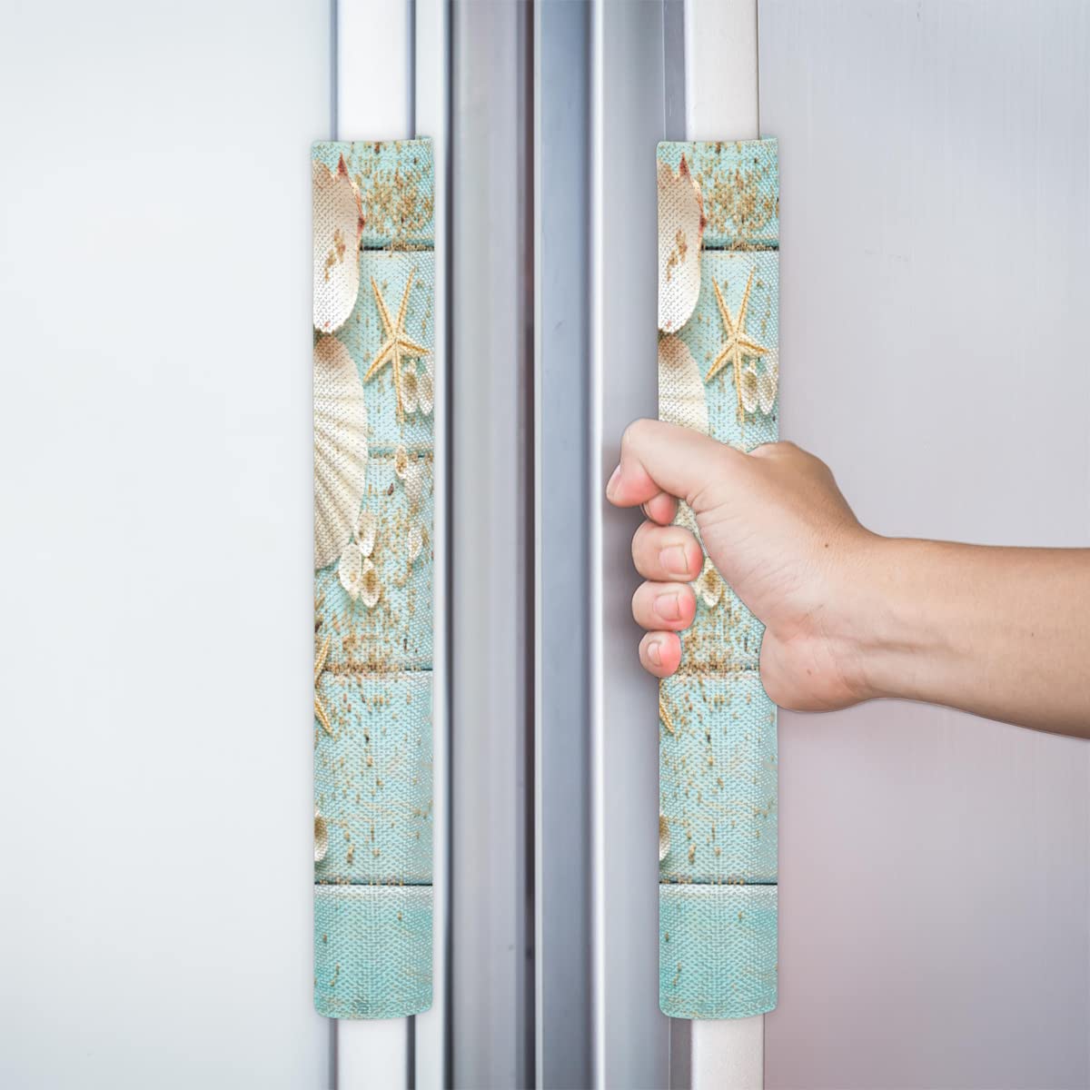 Refrigerator Door Handle Covers Set of 2 Summer Beach Wood Texture Washable Fridge Dishwasher Mocrowave Oven Door Decor Protector Handle Cover Keep Your Kitchen Appliance Clean from Food Stains