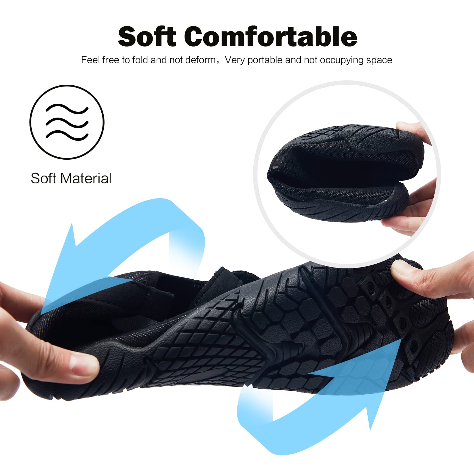Wajin Barefoot Minimalist Sneakers for Men and Women Zero Drop Sole Wide Toe Box Cross-Training Gym Trail Running Shoes Black