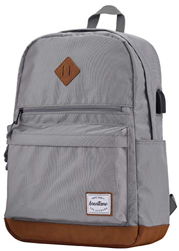 B BRENTANO Unisex Water Resistant Backpack Daypack (Gray)
