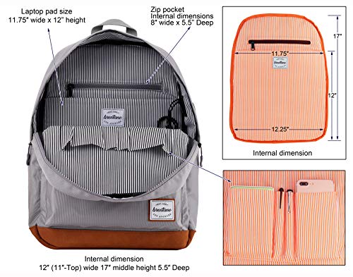 B BRENTANO Unisex Water Resistant Backpack Daypack (Gray)