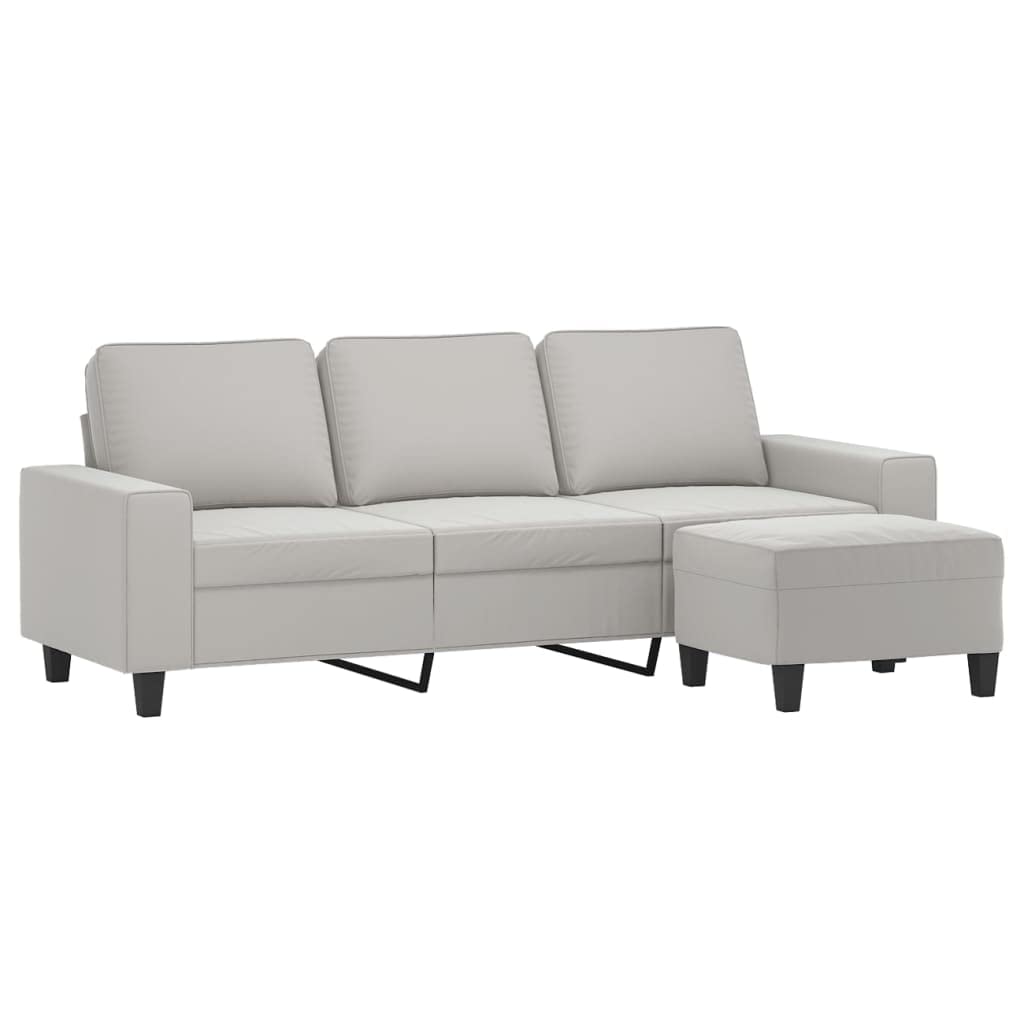 YAFF 3-Seater Sofa with Footstool Light Gray 70.9" Microfiber Fabric
