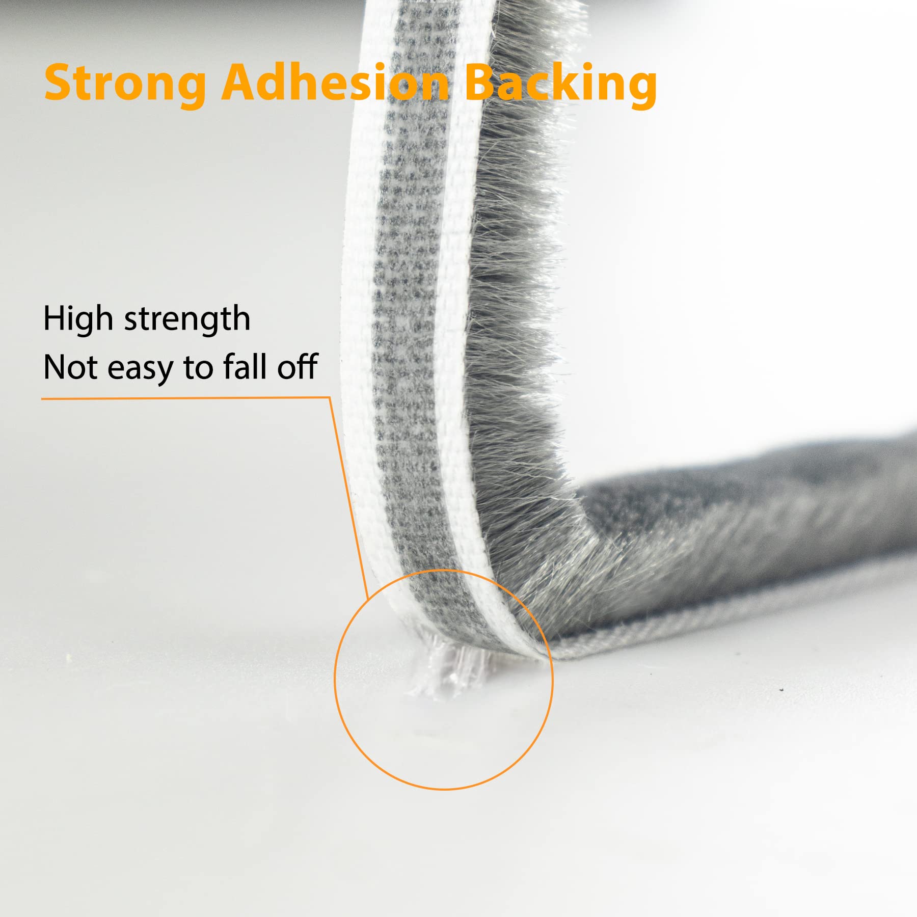 39.4FT Brush Weather Stripping, Neat Pile Self Adhesive Seal Strip for Windows and Door, Weatherstrip for Soundproofing, Windproof, Dustproof, Stronger Stickiness, 0.35'' Wide x 0.2'' Thick, Grey