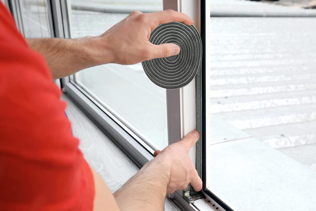 39.4FT Brush Weather Stripping, Neat Pile Self Adhesive Seal Strip for Windows and Door, Weatherstrip for Soundproofing, Windproof, Dustproof, Stronger Stickiness, 0.35'' Wide x 0.2'' Thick, Grey