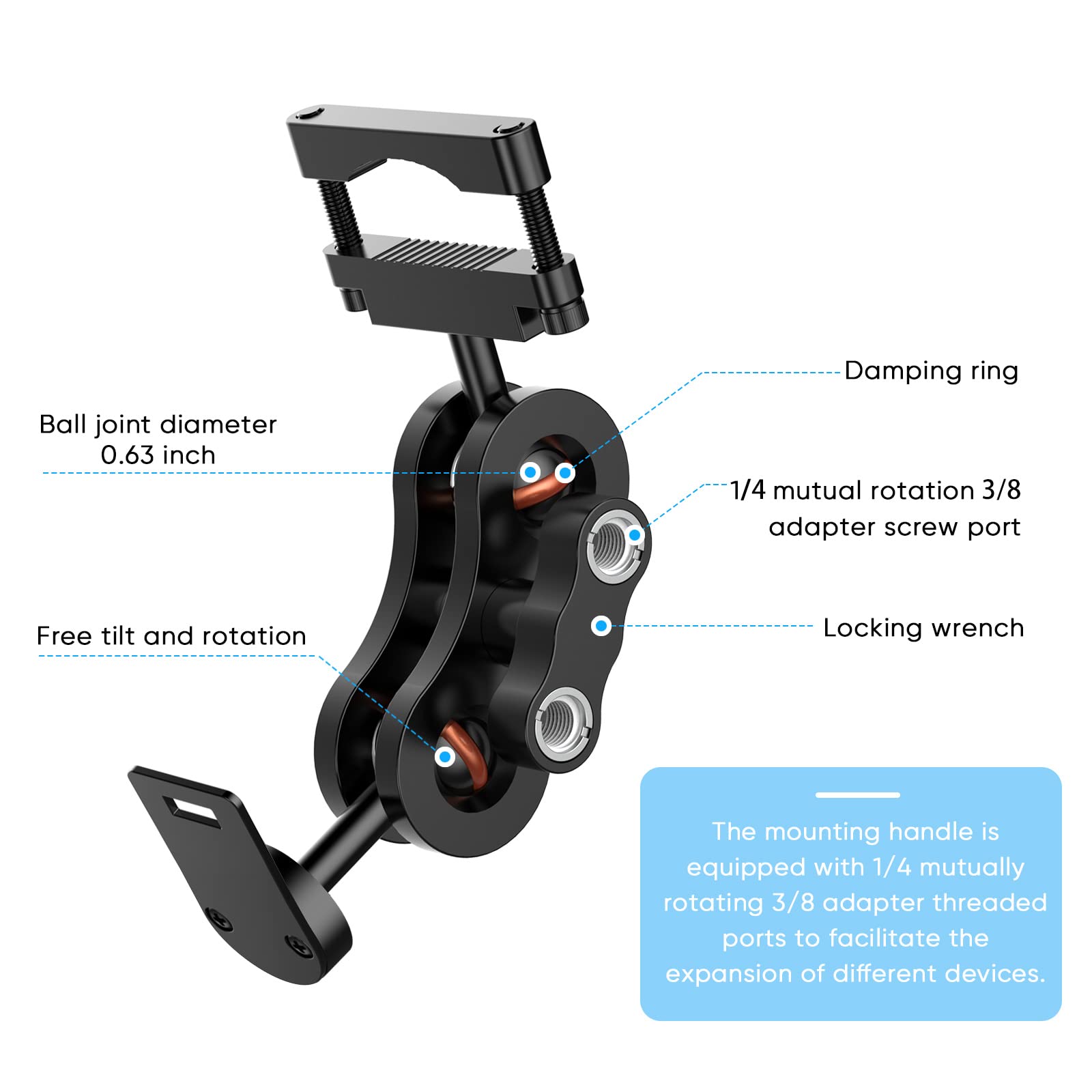 SDSACZMU Radar Detector Mount, Aluminum Rearview Mirror Rod Radar Bracket,for Cobra iRadar ESD SPX RAD 480i 450 380 7800BT Radar Detector