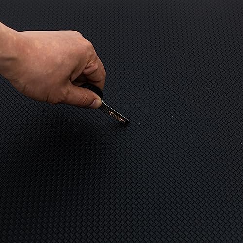 QUILTINA Black Kitchen Mat Anti-Fatigue Cushioned Rug Set (2 PCS), Waterproof Non-Slip & Stain Resistant, 0.4'' Thick PVC Ergonomic Comfort Foam Rugs for Floor Home, Sink, Laundry, 47''x17.5''