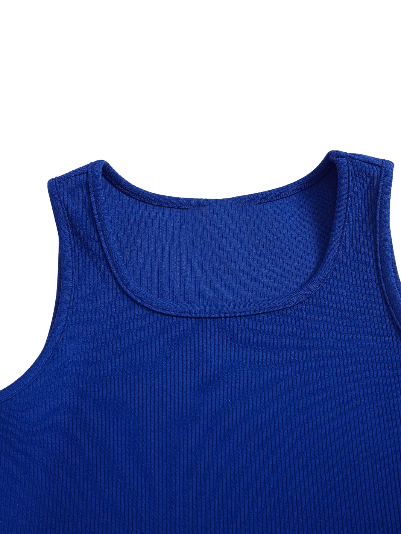 Verdusa Girl's 2 Piece Tracksuit Sets Workout Crop Tank Top and Short Sets Blue 9Y