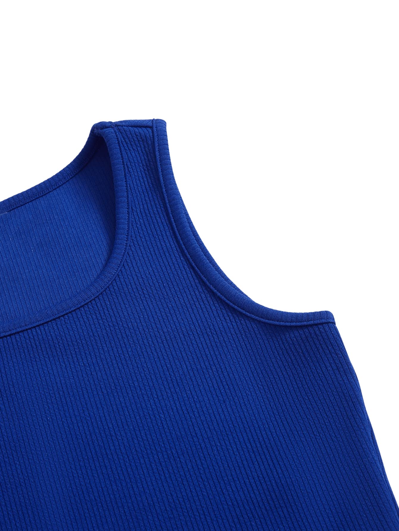 Verdusa Girl's 2 Piece Tracksuit Sets Workout Crop Tank Top and Short Sets Blue 9Y