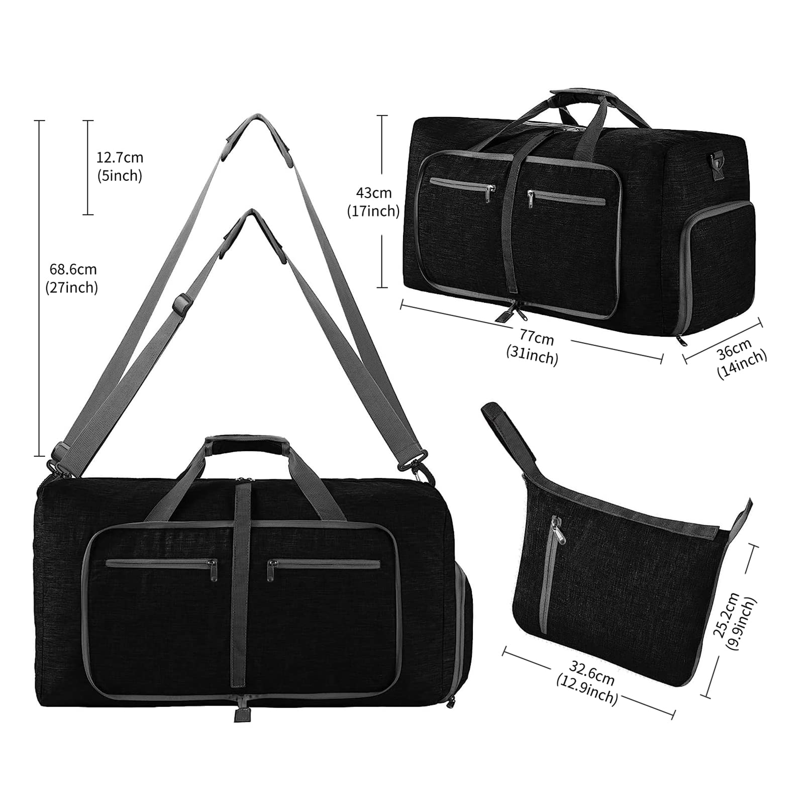 LE FUTUR 115L Foldable Travel Duffle Bag,Foldable Travel Bag with Shoes Compartment Lightweight and Packable Duffel Bag for Easy Storage Ideal for Convenient Travel (travel duffels)