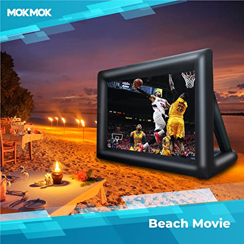 Mokmok 20ft Front and Rear Projection Inflatable Projection Screen,with Air Blower and Storage Bag, Blow Up Movie Screen for Backyard Outdoor Movie Night Barbecue Pool Party, Easy Setup